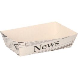 Pommesbox Papstar Newsprint, mittel, L 135 x B 90 x H 35 mm, fettdicht, FSC&reg;-Frischfaserkarton, grau-schwarz, 50 St&uuml;ck