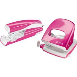 Leitz® Bürolocher + Tischheftgerät Wow SET, metallic-pink