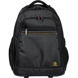 Exacompta Exactive&reg; Businessrucksack mit Rollen, 18 l, f&uuml;r Laptops bis 15,6&Prime;, TSA-Schloss, Trolleygriff, RPET, Handgep&auml;ckformat, schwarz