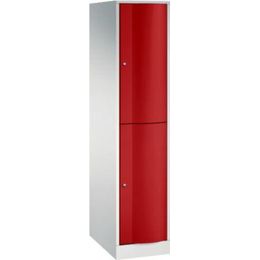 C+P Garderobenspind Resisto, 1 Abteil, 2 F&auml;cher, B 396 x T 640 x H 1950 mm, Lichtgrau/Rubinrot