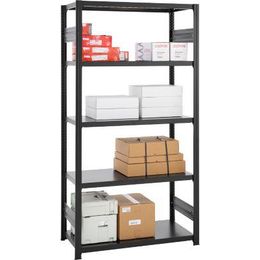 Steckregal ORDO Business, Grundregal, modular, 5 Fachb&ouml;den, Fachlast 185 kg, Feldlast 1000 kg, B 1360 x T 535 x H 2500 mm, Stahl, schwarz