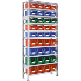 Sch&auml;fer Shop Steckregal R 3000, Komplettregal 1,055 m, 1 Grundregal inkl. 10 B&ouml;den und 36 Kunststoffk&auml;sten