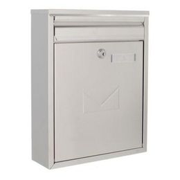 Rottner Briefkasten Como, Wandmontage, beidseitiger Einwurf, Namensschild, Zylinderschloss, inkl. 2 Schl&uuml;ssel, Edelstahl, B 250 x T 85 x H 320 mm