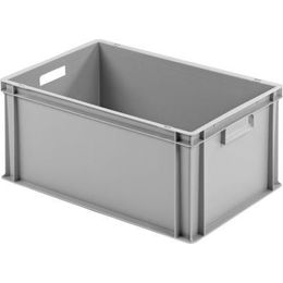 Ringoplast Kunststoffkasten Serie Unista L280, geschlossene Griffmulde, verrippter Boden, L 600 x B 400 x H 280 mm, grau