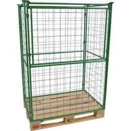 Gitteraufsatzrahmen, f&uuml;r Europaletten, Nutzlast bis 800 kg, &Ouml;ffnungsklappe, stapelbar, L 1200 x B 800 x H 1600 mm, Stahl, maigr&uuml;n RAL 6017