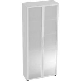 Glast&uuml;renschrank TARA, 5 Ordnerh&ouml;hen, B 800 x T 346 x H 1880 mm, lichtgrau