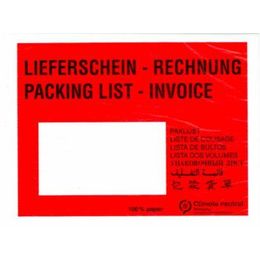 Papier-Dokumententasche/Lieferscheintasche SecurePack, C6, Fenster links, mit Aufdruck, selbstklebend, 100 % recycelbares Pergaminpapier, rot, 250 St&uuml;ck