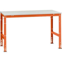 Manuflex Arbeitstisch UNIVERSAL Standard, 1500 x 1000 mm, Melamin lichtgrau, rotorange