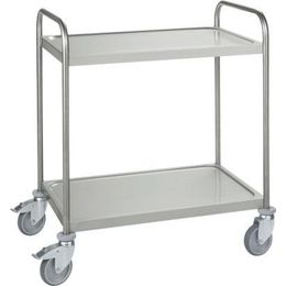 Edelstahlwagen, B 845 x T 545 mm, Vollgummi, Radgeh&auml;use verzinkt