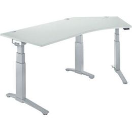 Sch&auml;fer Shop Sch&auml;fer Shop Genius Schreibtisch ERGOSTYLE S, 135&deg;, elektrisch h&ouml;henverstellbar, Ansatz rechts, zweistufig, C-Fu&szlig;, B 2165 x T 800 x H 645-1305 mm, inkl. Memory Master, lichtgrau/wei&szlig;aluminium