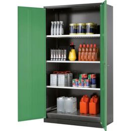 Chemikalienschrank ASECOS CS-CLASSIC ASECOS, Fl&uuml;gelt&uuml;r, 3 B&ouml;den, 1055x520x1950 mm, resedagr&uuml;n