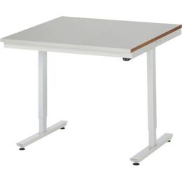 Rau Werktisch Adlatus, elektrisch h&ouml;henverstellbar, 25 mm MDF-Platte mit Stahlblechbelag, 300 kg, B 1000 x T 800 x H 720-1120 mm, silber/lichtgRau