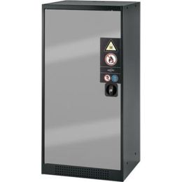 Chemikalienschrank ASECOS CS-CLASSIC, Fl&uuml;gelt&uuml;r, 2 Auszugswannen, 545x520x1105 mm, silber