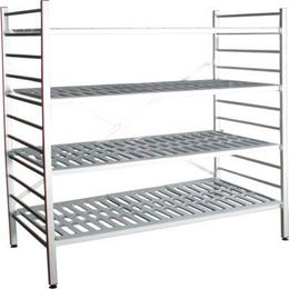 Aluminium-Steckregal, Grundfeld, mit 4 Kunststoff-Rost-Fachb&ouml;den, H 1800 x B 1500 x T 500 mm