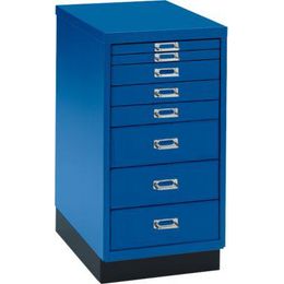 Schubladenschrank DIN A4, mit 8 Schubladen, 675 mm hoch, enzianblau