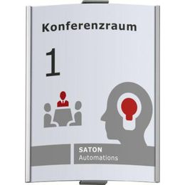 moedel Wegweiser Frankfurt, DIN A4, Hochformat, Aluminiumrahmen, silber eloxiert, Schraub-/Klebemontage, B 297 x H 230 mm, wei&szlig;