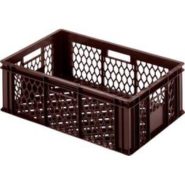 Euro Box B&auml;cker- und Cateringkasten (Gl&auml;serkasten), lebensmittelecht, Inhalt 35,7 L, durchbrochene Version, braun