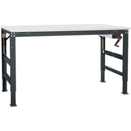 Manuflex Arbeitstisch Ergo K, m. Kurbel, 1000 x 800 mm, Tischplatte Melamin, anthrazit