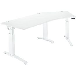 Sch&auml;fer Shop Sch&auml;fer Shop Genius Schreibtisch ERGOSTYLE S, 135&deg;, einstufig, elektrisch h&ouml;henverstellbar, Ansatz rechts, C-Fu&szlig;, B 2165 x T 800 x H 715-1182 mm, inkl. Memory Master, wei&szlig;/wei&szlig;