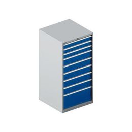 Schäfer Shop Schäfer Shop Select Schubladenschrank 36-36, 9 Schübe, bis 75 kg, B 717 x T 725 x H 1450 mm, weißalu/enzianblau