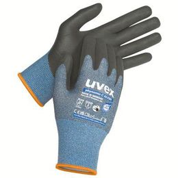 Schutzhandschuh Uvex phynomic C XG ESD, 10 Paar, EN 388, ESD-leitf&auml;hig, Aqua-Polymer-Xtra-Grip-Beschichtung, blau-schwarz, Gr&ouml;&szlig;e 6
