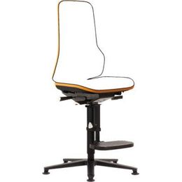 Arbeitsstuhl bimos NEON, Permanentkontakt, Grundmodell ohne Polsterelement, Gleiter + Aufstieg, Flexband orange