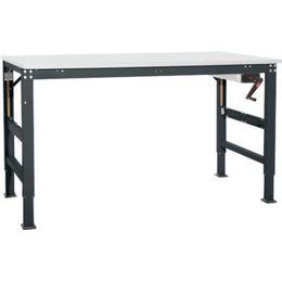 Manuflex Arbeitstisch Ergo K, m. Kurbel, 2000 x 800 mm, Tischplatte Melamin, anthrazit