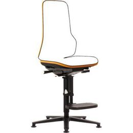 Arbeitsstuhl bimos NEON, Synchronmechanik, Grundmodell ohne Polsterelement, Gleiter + Aufstieg, Flexband orange