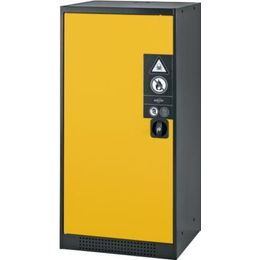 Chemikalienschrank ASECOS CS-CLASSIC, Fl&uuml;gelt&uuml;r, 2 Auszugswannen, 545x520x1105 mm, sicherheitsgelb