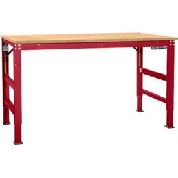 Manuflex Arbeitstisch Ergo, Elektro-Hydraulik, Platte Multiplex, 1750 x 800 mm, rubinrot