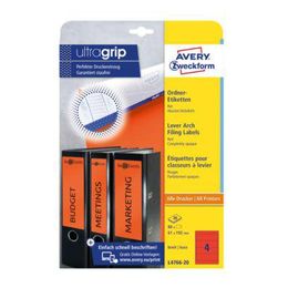 Avery Zweckform AVERY&reg; Zweckform Ordner-Etiketten, ultragrip, breit, rot, 80 St&uuml;ck