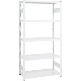 Steckregal ORDO Professional, Grundregal, modular, 5 Fachb&ouml;den, Fachlast 185 kg, Feldlast 1000 kg, B 1360 x T 835 x H 2500 mm, Stahl, verkehrswei&szlig; RAL 9016