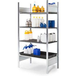 Gefahrstoffregal ASECOS RSG-K 1364, B 1360 x T 637 x H 2000, mit 36 l Auffangwanne und 3 Gitterostb&ouml;den aus Polyethylen
