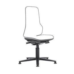 Arbeitsstuhl bimos NEON, Permanentkontakt, Grundmodell ohne Polsterelement, mit Gleitern, Flexband grau