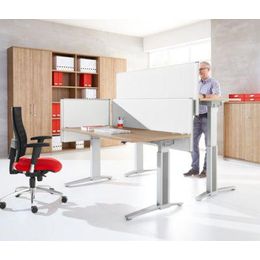 Hinter-Tischtrennwand Schallschutz System 40, h&ouml;henverstellbar, B 800-1800 x H 600 mm, wei&szlig;