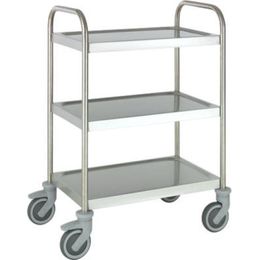 Edelstahlwagen, B675 x T445 mm, Vollgummi, Radgeh&auml;use Kunststoff