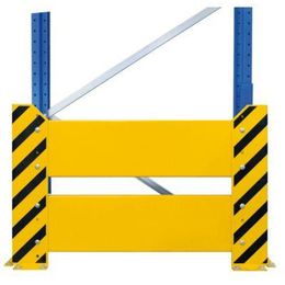 SCHULTE LAGERTECHNIK Rammschutzwand f&uuml;r Doppel-Palettenregale, H 400 mm, f&uuml;r Regaltiefe 1100 + 200 + 1100 mm, gelb/schwarz