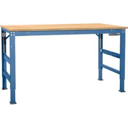 Manuflex Arbeitstisch Ergo, Elektro-Hydraulik, Platte Multiplex, 2500 x 800 mm, brillantblau