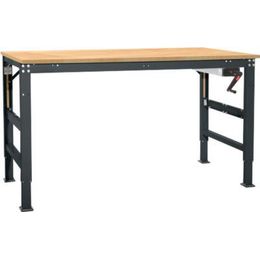 Manuflex Arbeitstisch Ergo K, m. Kurbel, 1250 x 800 mm, Tischplatte Multiplex, anthrazit