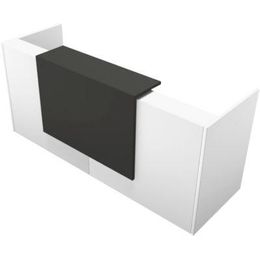 Theke Spezia, gerade, B 2460 x T 880 x H 1130 mm, wei&szlig;/Leder grau