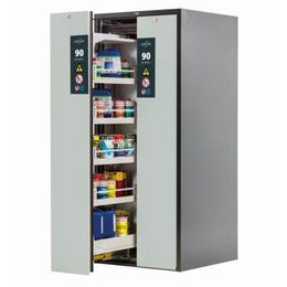 Sicherheitsschrank Typ 90 ASECOS V-MOVE-90, Vertikalausz&uuml;ge mit Schlie&szlig;-Automatik, Front Lichtgrau, B 819 x T 860 x H 1966 mm