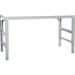 Manuflex Arbeitstisch Ergo, Elektro-Hydraulik, Platte Melamin, 1250 x 800 mm, alusilber