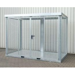 Bauer Gasflaschen-Container TYP GFC-E, abschlie&szlig;bar, L 3135 x B 1570 x H 2260 mm, Gitterrostboden
