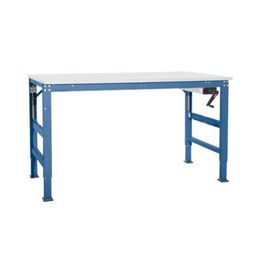 Manuflex Arbeitstisch Ergo K, m. Kurbel, 2000 x 800 mm, Tischplatte PVC Dekor, brillantblau