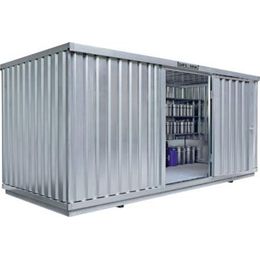 Einzel-Container S&auml;bu SAFE TANK 1700, WGK 1-3, Volumen 1480 l, mit Auffangwanne & Gitterrost, B 5000 x T 2000 x H 2300 mm, silber