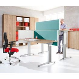 Hinter-Tischtrennwand Schallschutz System 40, h&ouml;henverstellbar, B 800-1800 x H 600 mm, t&uuml;rkis