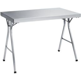 Edelstahl-Arbeitstisch mit klappbarem Fu&szlig;gestell, 1200x700x850 mm