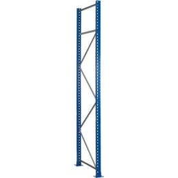 SCHULTE LAGERTECHNIK Palettenregal-St&auml;nderrahmen S610-M18-U, unmontiert, T 800 x H 6500 mm, St&uuml;tzenbreite 76 mm, blau/verzinkt