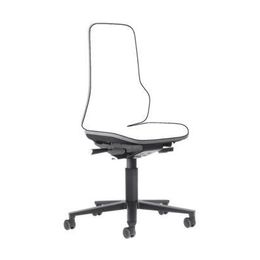 Arbeitsstuhl bimos NEON, Permanentkontakt, Grundmodell ohne Polsterelement, mit Rollen, Flexband grau
