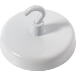 Kraftmagnet mit Haken, &Oslash; 47 mm, Haftkraft ca. 18 kg, wei&szlig;, 5 St&uuml;ck